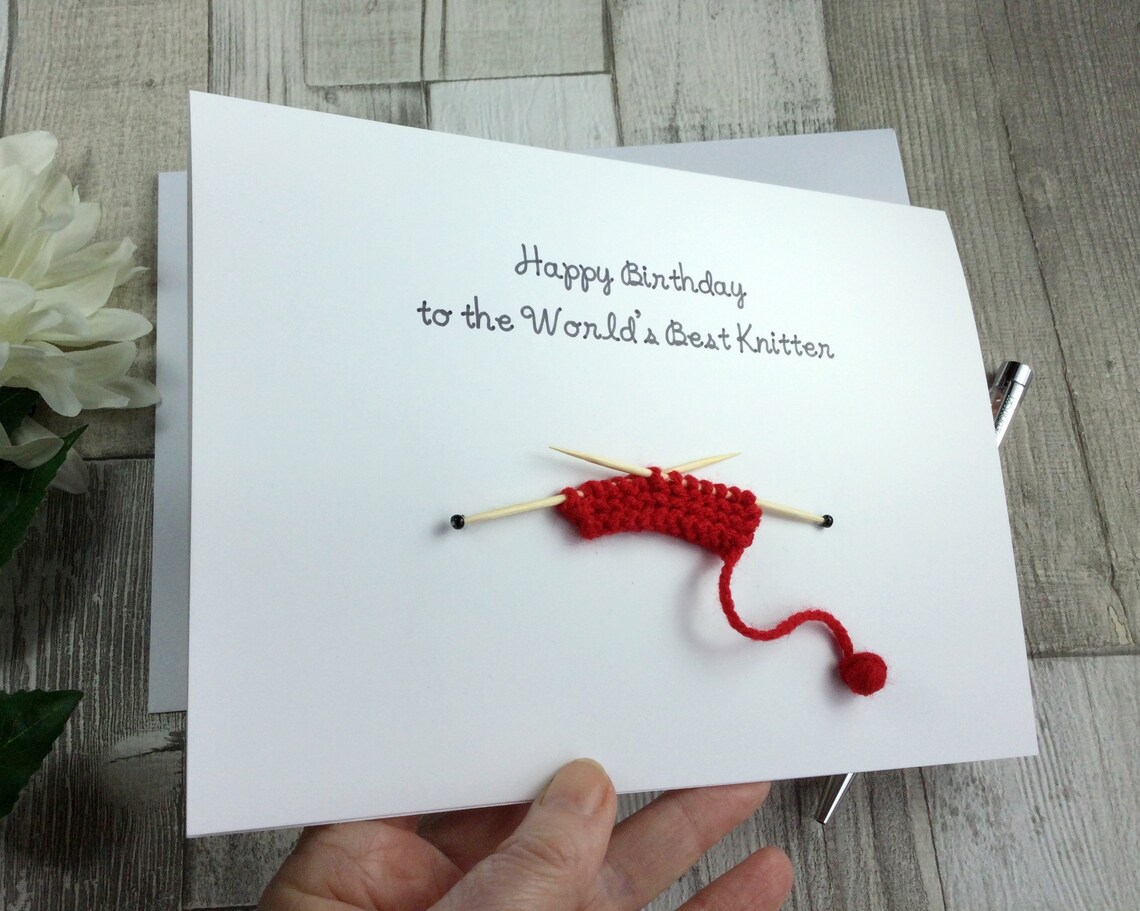 Knitted Birthday Card - Etsy