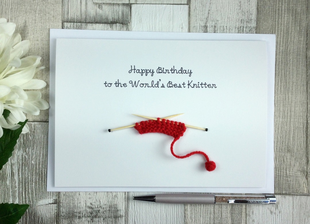 Knitted Birthday Card - Etsy