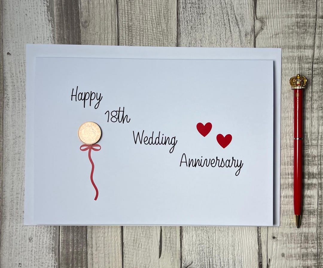 18th Anniversary Card - Etsy UK