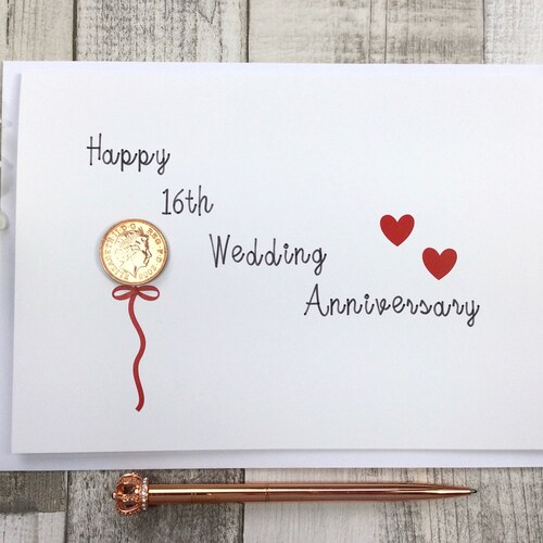 Printable Anniversary Card 16th Anniversary Card Sixteenth - Etsy