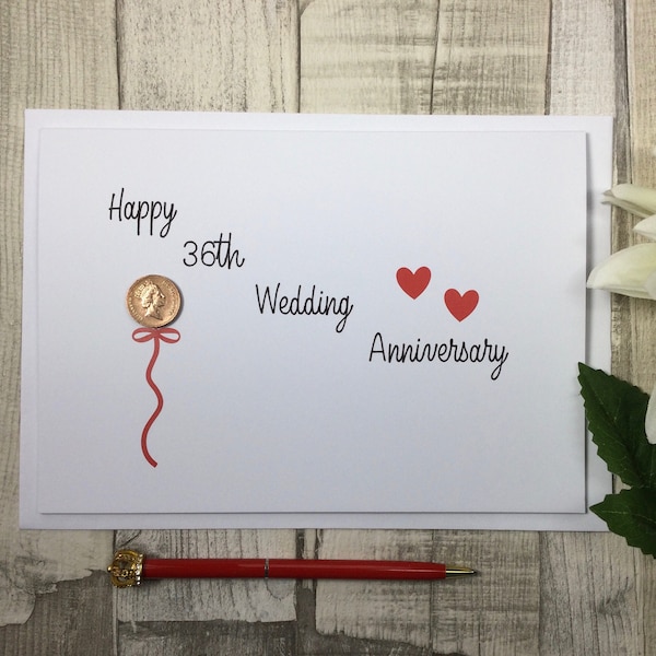 36th Wedding Anniversary Card - Etsy