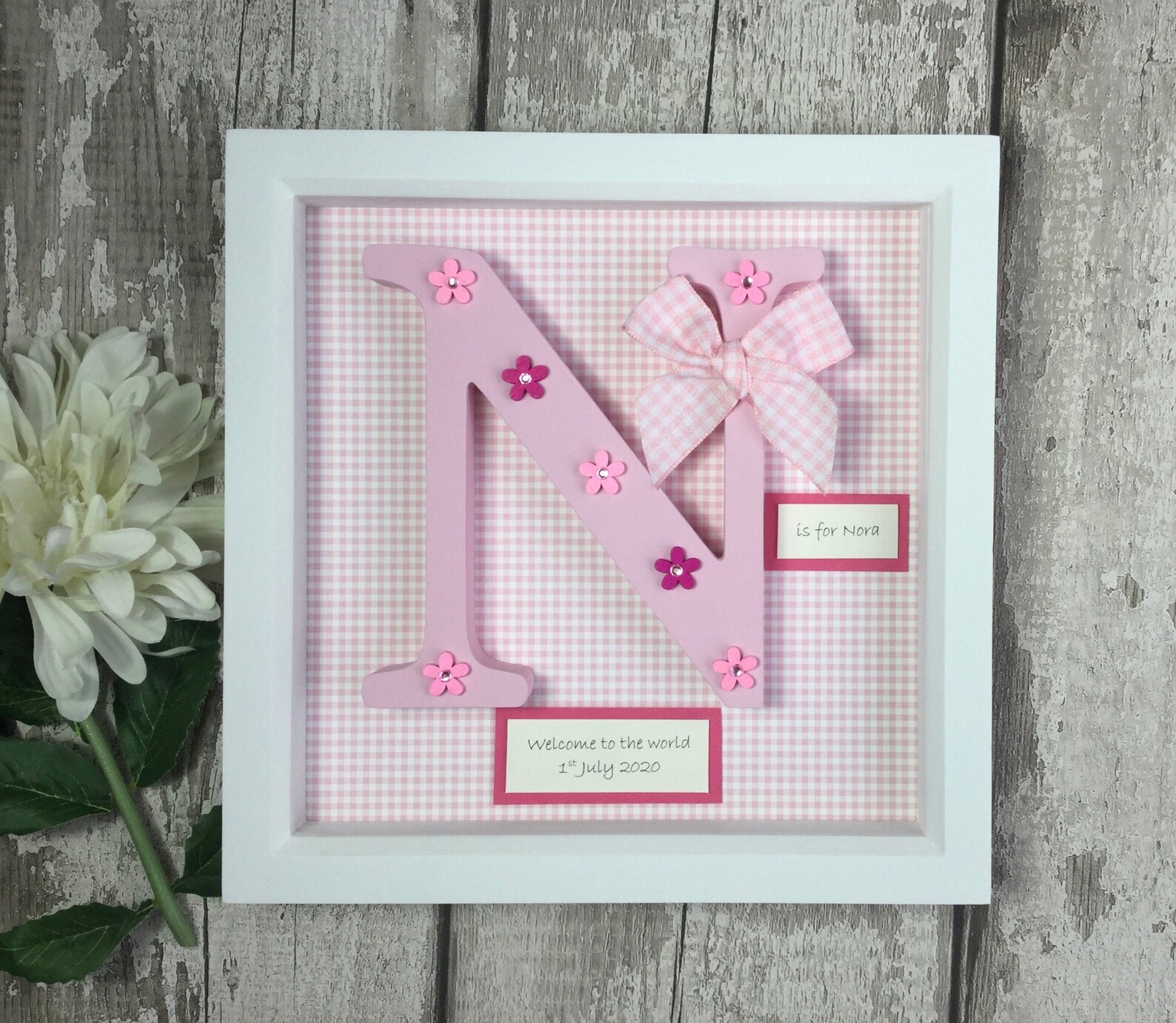 New Baby Girl Gift - Personalised Name Frame - Etsy UK