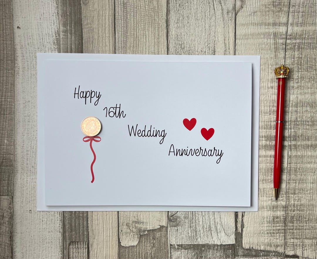 16th Anniversary Card - Etsy