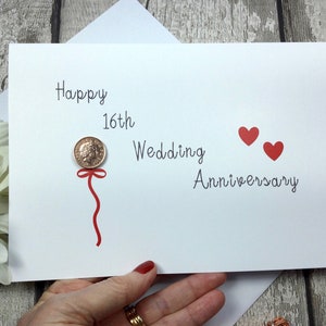 16th Anniversary Card - Etsy