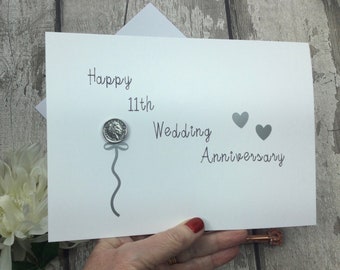 11th Wedding Anniversary Keepsake Card STEEL Wire Heart 11 - Etsy UK