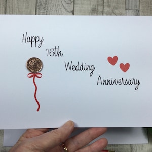16th Anniversary Card - Etsy