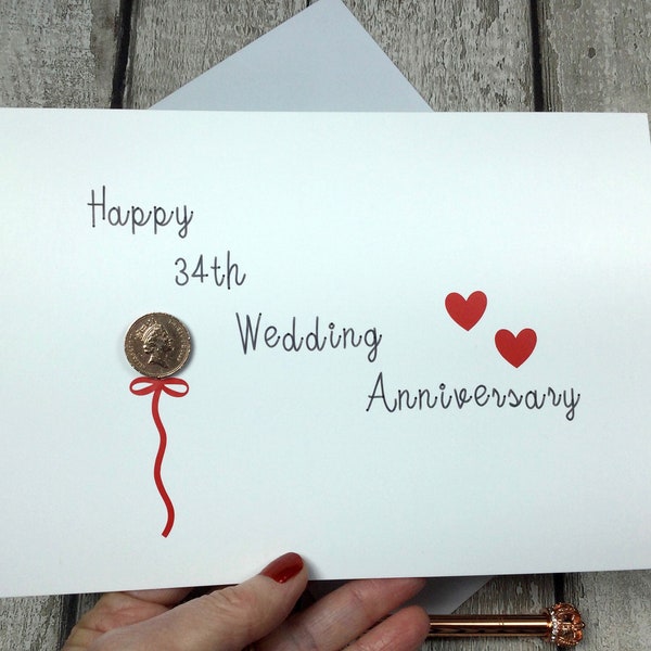 34th Wedding Anniversary Card - Etsy