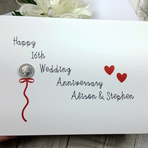 16th Anniversary Card | Etsy