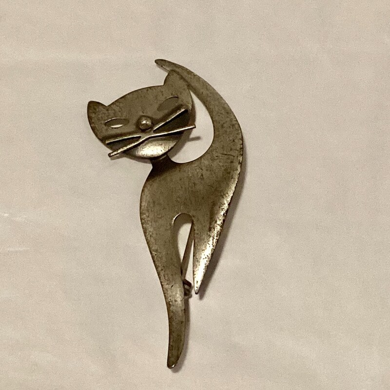 Sterling Cat Pin - Etsy