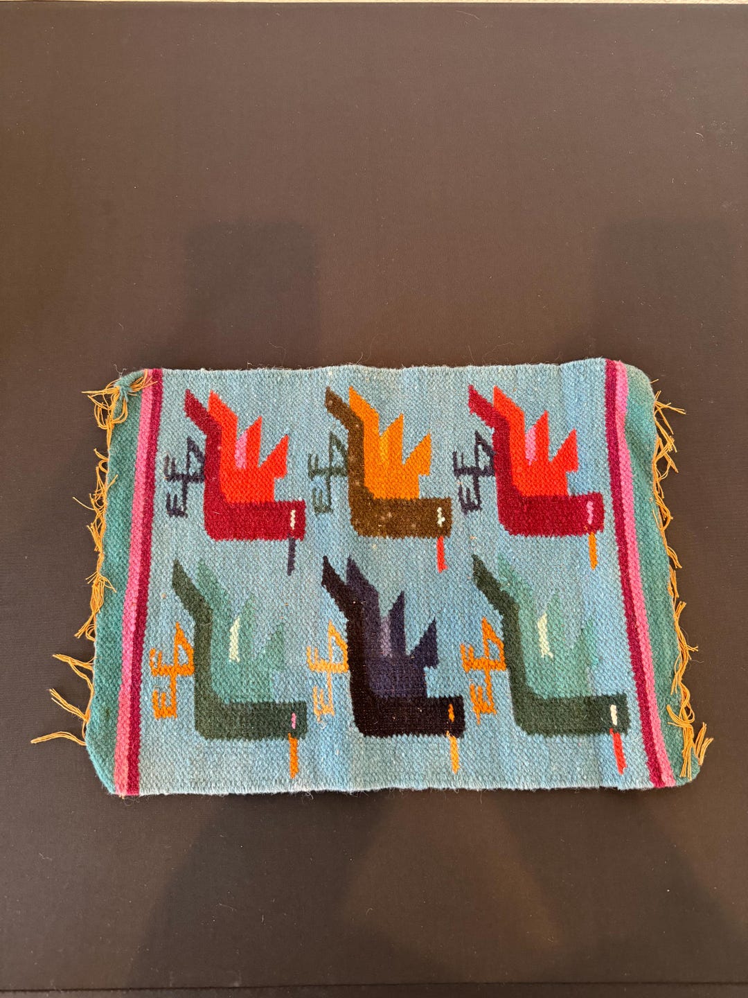 Southwest Bird Motif Colorful Small Tapestry Mat Native American Style ...