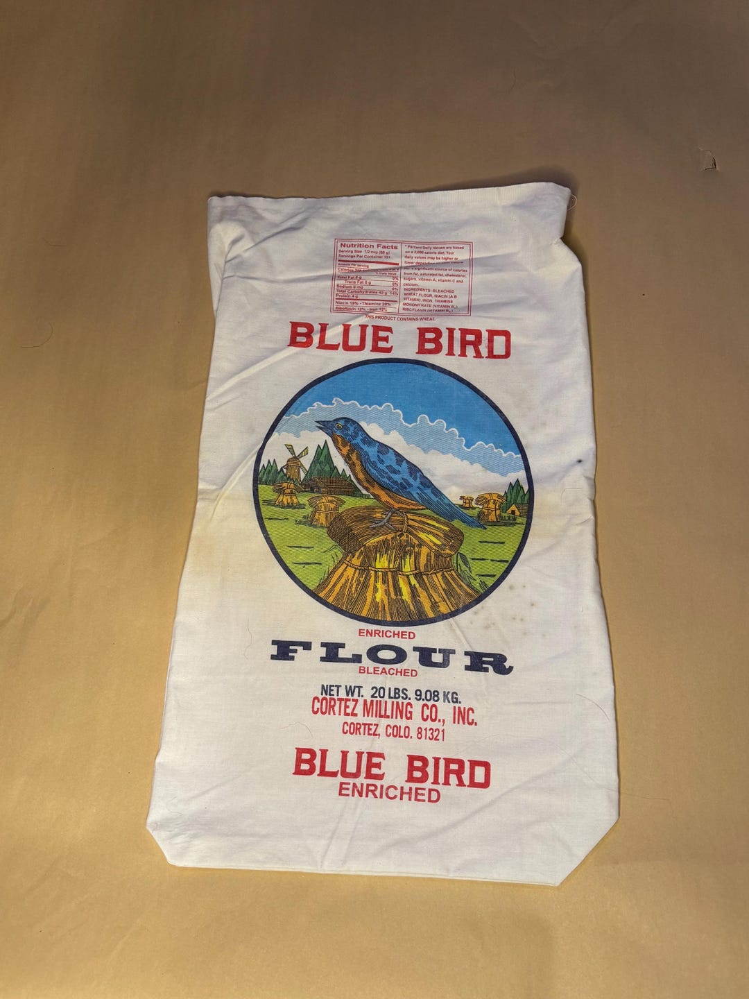 Blue Bird Cloth Flour Sack 20 Lb. Excellent Condition Cortez Colorado ...