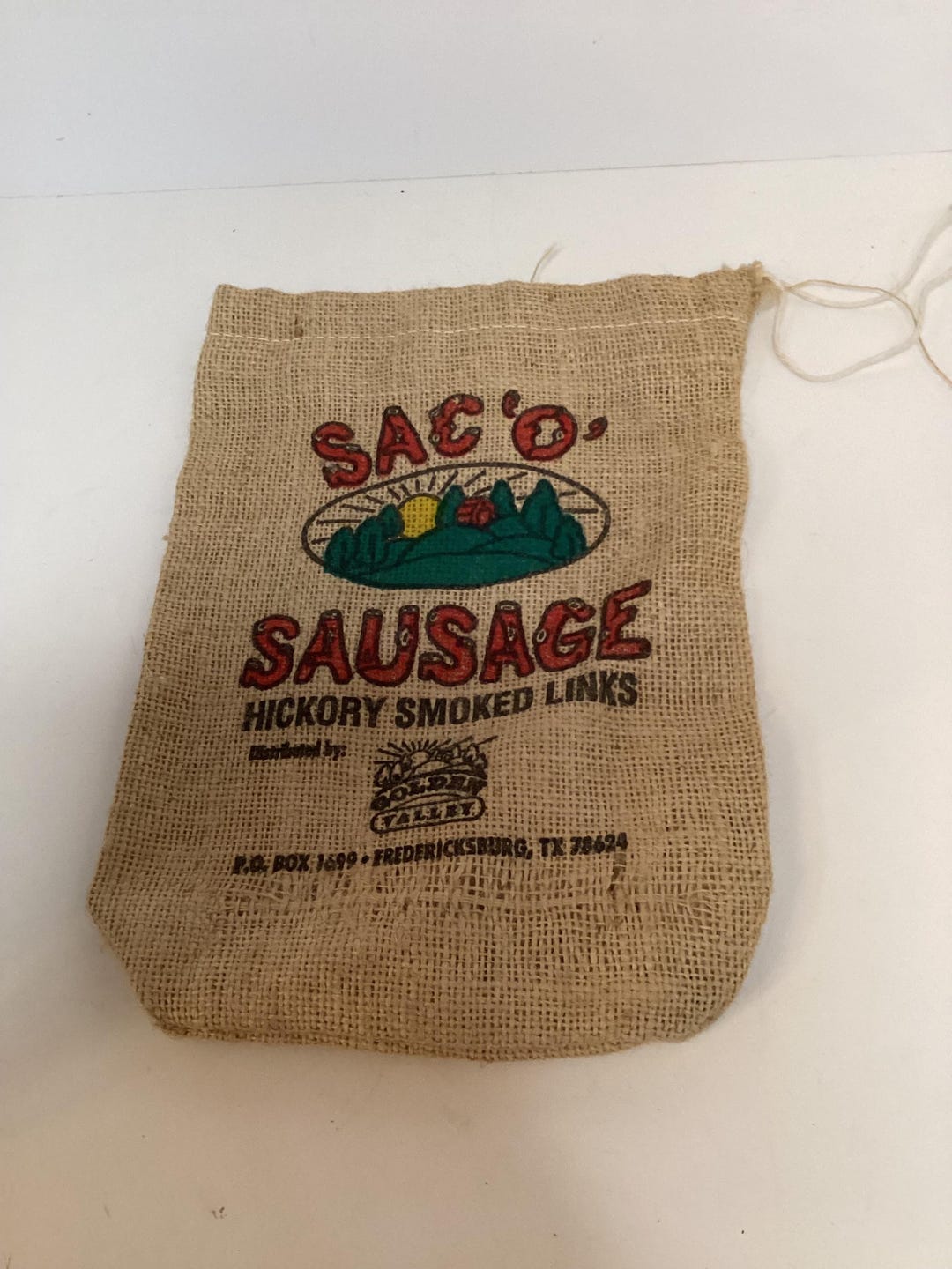 Sac 'o Sausage Links Burlap Sack Bag Goldtrap Valley Fredericksburg ...