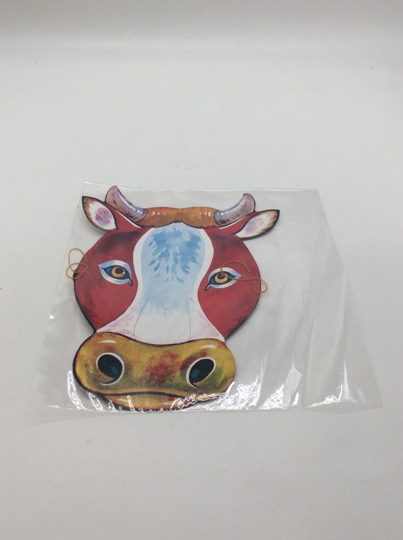 Vintage Red Cow Paper Mask Halloween Japan New - Etsy