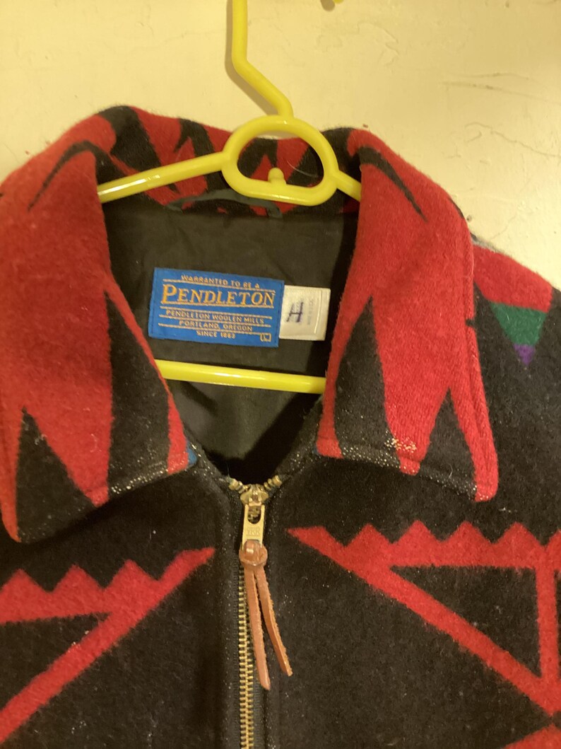 Pendleton Wool Bomber Jacket Native Tribal Western Aztec Navajo Red ...