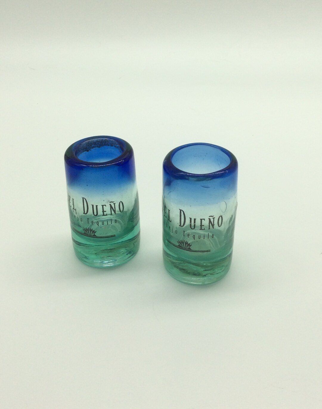 Del Dueno Anejo Tequila Mexican Hand Blown Cobalt Blue Green Shot ...