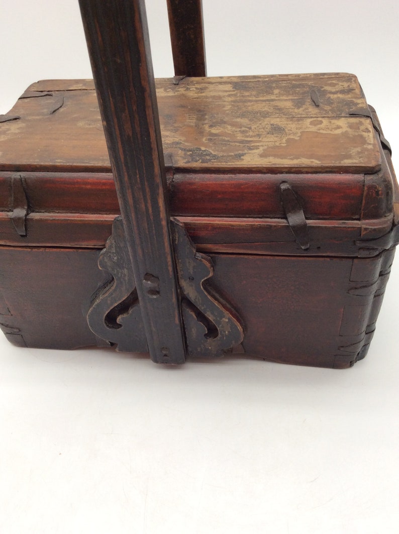 Antique Chinese Wood Food Box With Lid and Handle - Etsy