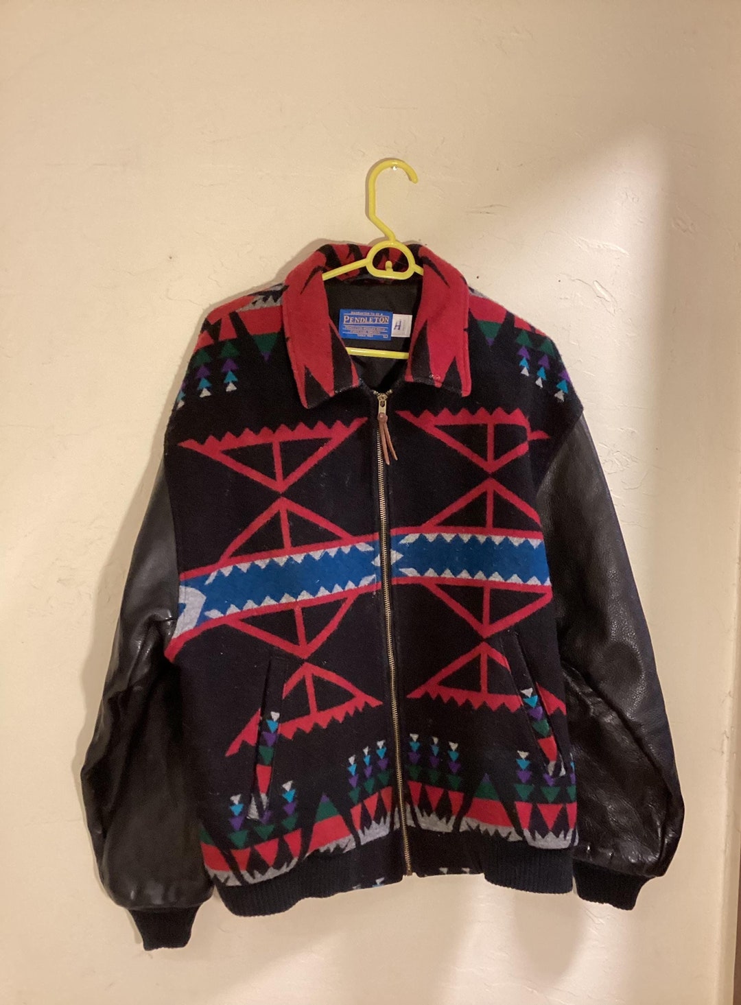 Pendleton Wool Bomber Jacket Native Tribal Western Aztec Navajo Red ...