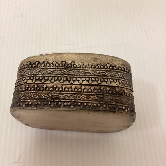 Antique Chinese Shard Box Porcelain Silver Plated Box… - Gem