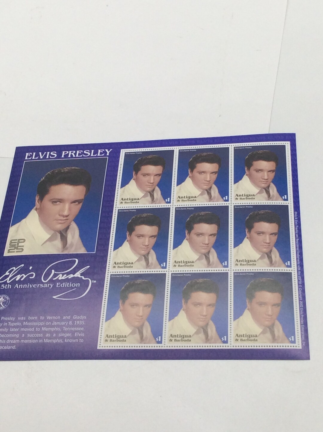 Elvis Presley Stamp 25th Anniversary Edition Antigua Barbuda Sheet 9 ...