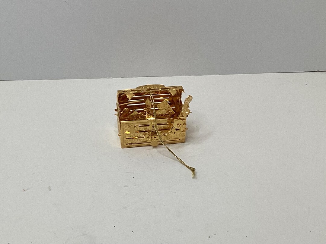 Danbury Mint Toy Box Chest 23K Gold Plated Christmas Ornament 1999 - Etsy