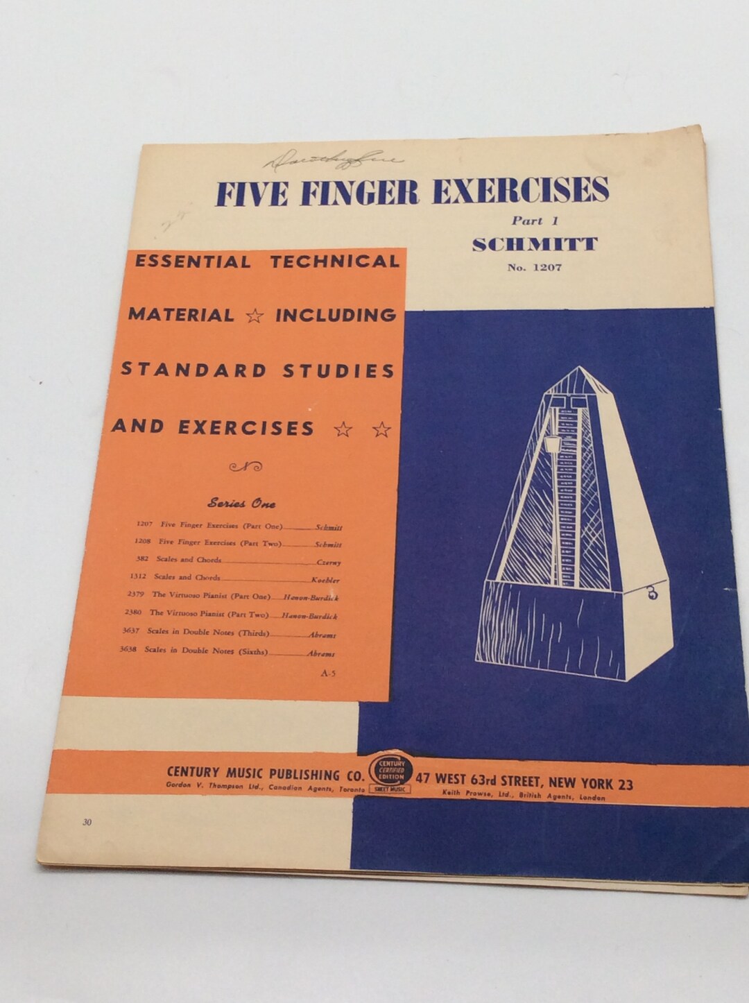 Five Finger Exercises Part 1 Sheet Music No. 1207 Schmitt - Etsy