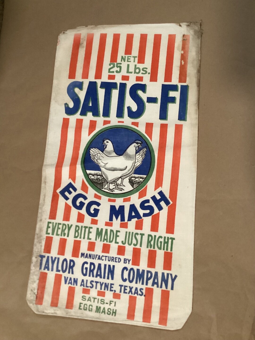 Vintage Cloth Egg Mash Feed Sack 25 Lbs Taylor Grain Co Van - Etsy