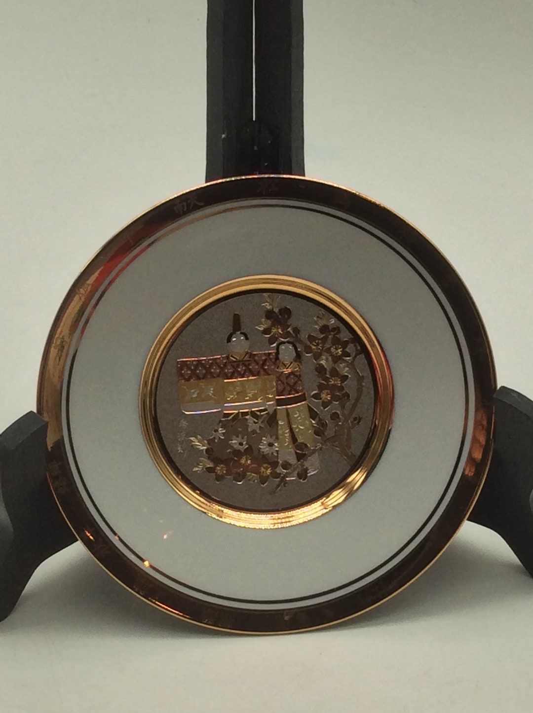 Hamilton Collection Japanese Chokin Plate Girls Doll Day Peach Blossoms ...