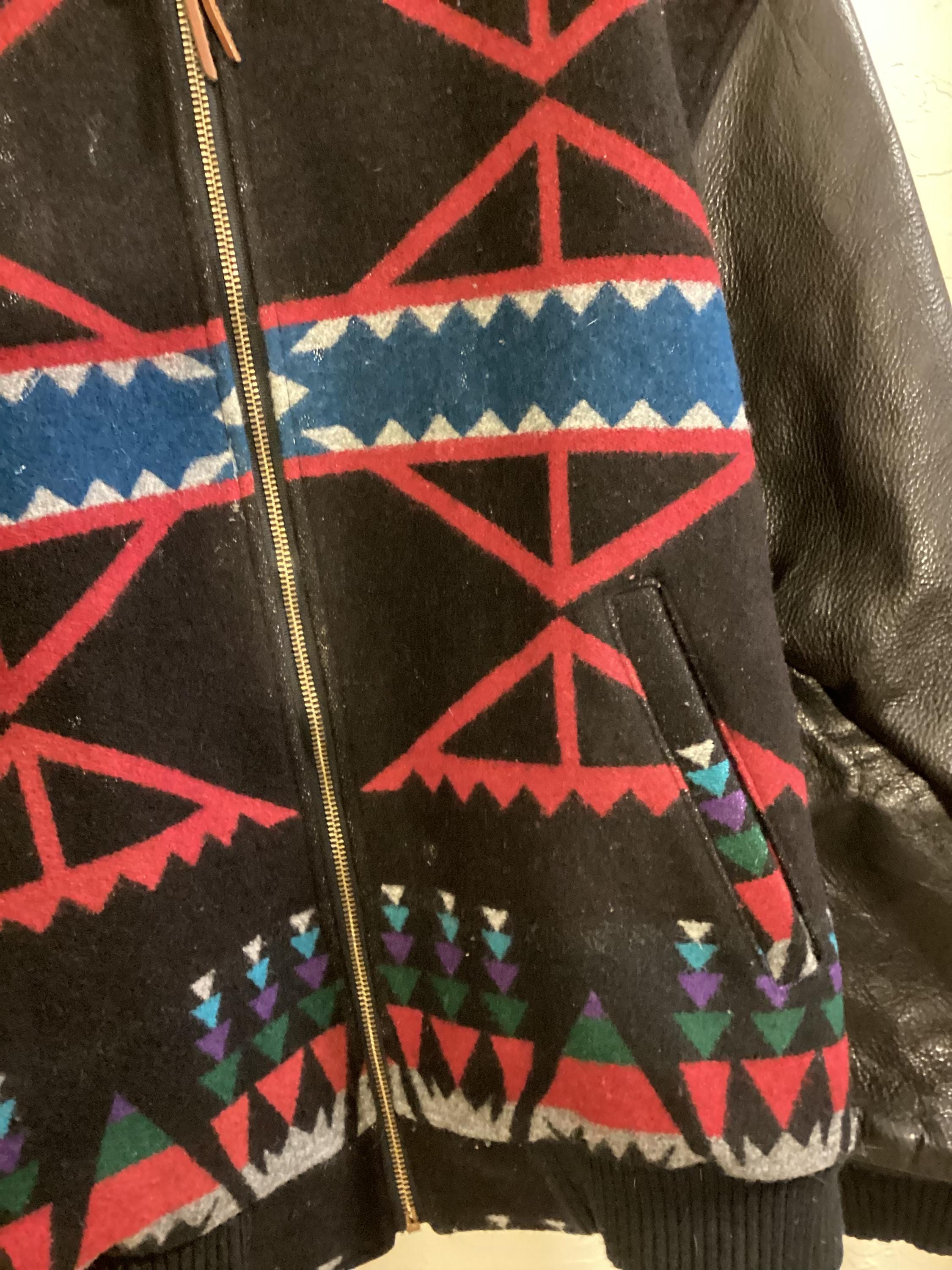 Pendleton Wool Bomber Jacket Native Tribal Western Aztec Navajo Red ...