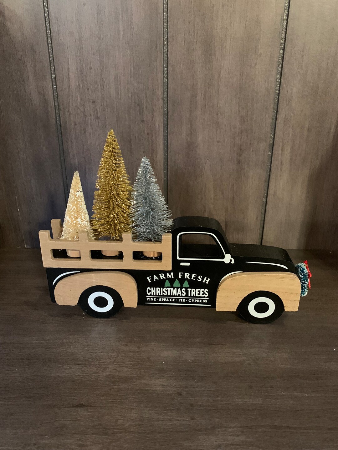 Christmas Tree Farm Black Rustic Truck Wood Shelf Sitter - Etsy