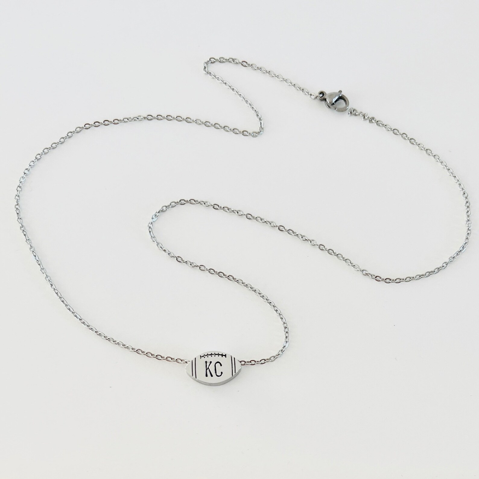 Kansas City Inspired Necklace KC Football Necklace Gold Mini Football ...