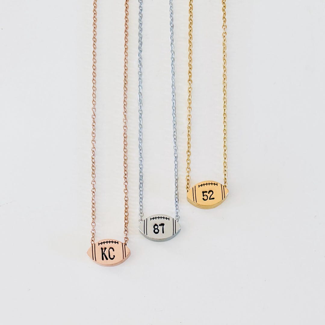 Personalized Football Number Necklace Silver Gold Small Steel Metal ...