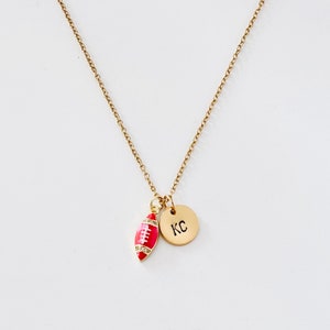 Personalized Football Number Necklace Gold Mini Rhinestone Enamel ...