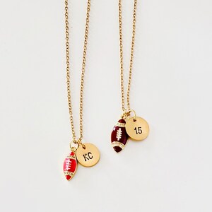 Personalized Football Number Necklace Gold Mini Rhinestone Enamel ...