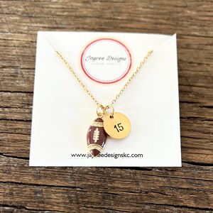 Personalized Football Number Necklace Gold Mini Rhinestone Enamel ...