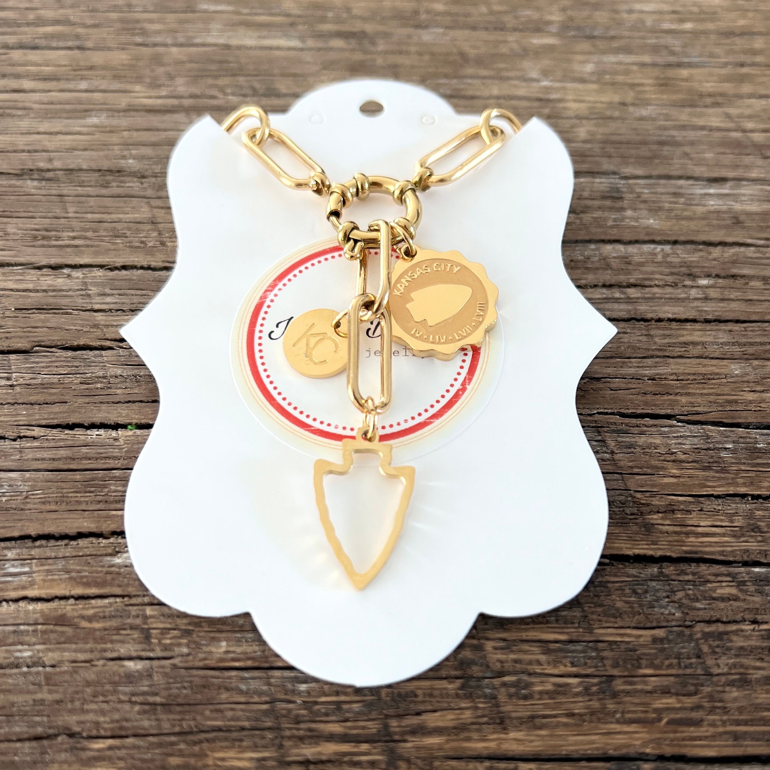 Kansas City Inspired Charm Necklace KC Football Chunky Chain Chief ...