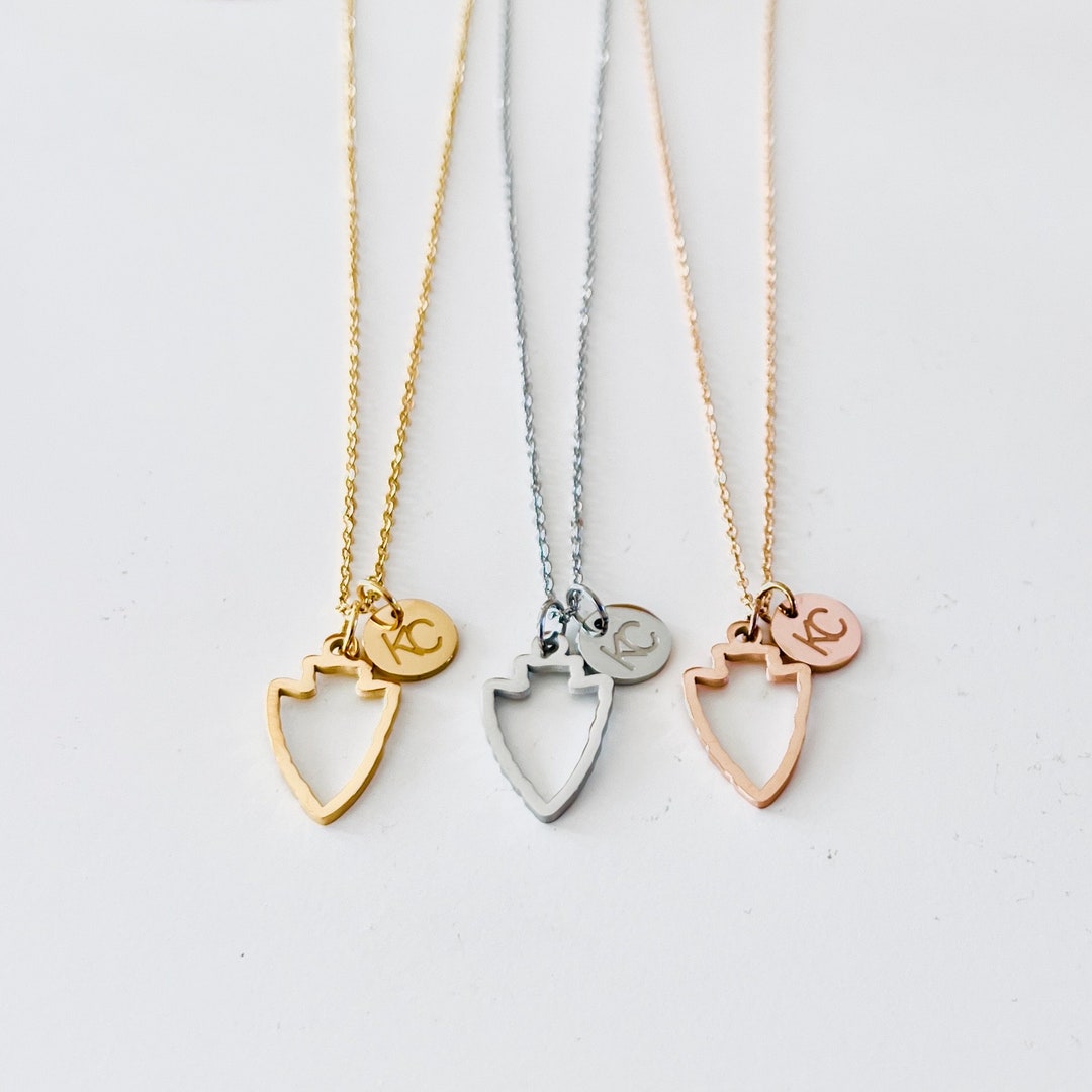 Kansas City Inspired Necklace KC Football Necklace Gold Mini Arrowhead ...