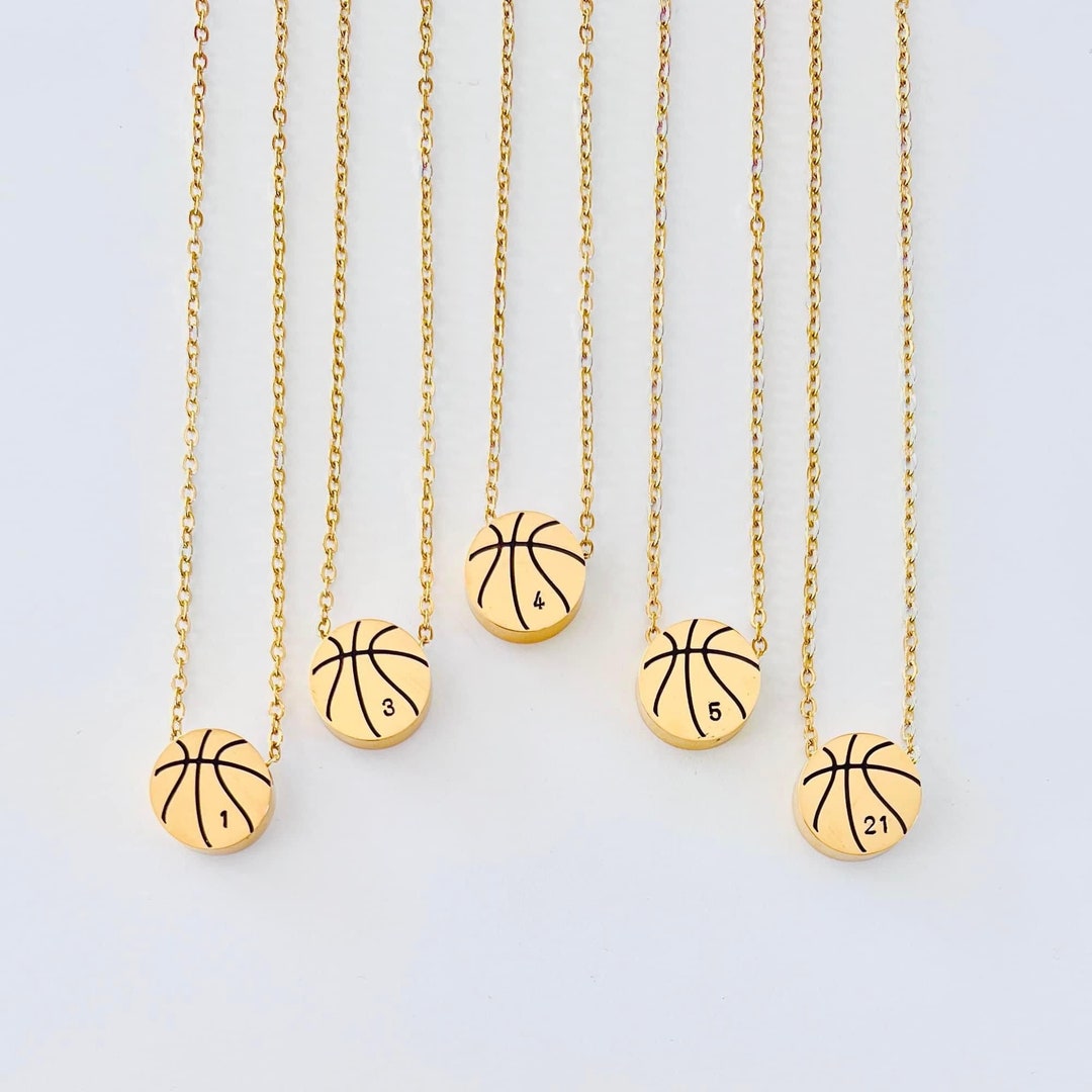 Personalized Basketball Number Necklace Silver Gold Small Steel Metal ...
