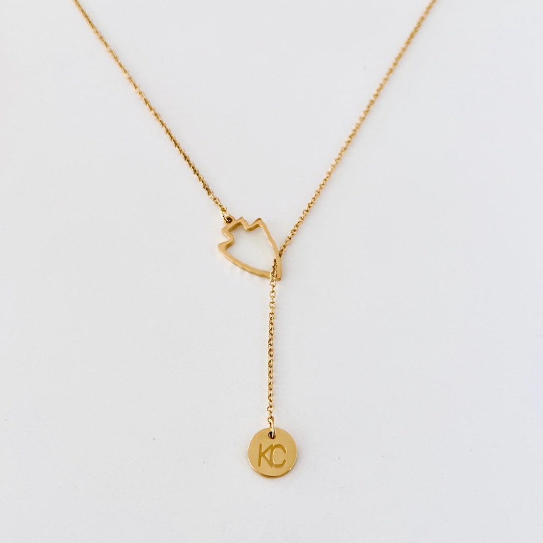 Kansas City Inspired Lariat Chief Y Necklace Gold Mini Arrowhead KC ...