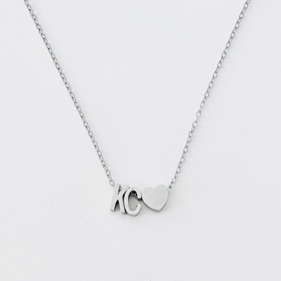 KC Heart Necklace: Stainless Steel Kansas City Jewelry Chief Gold or ...