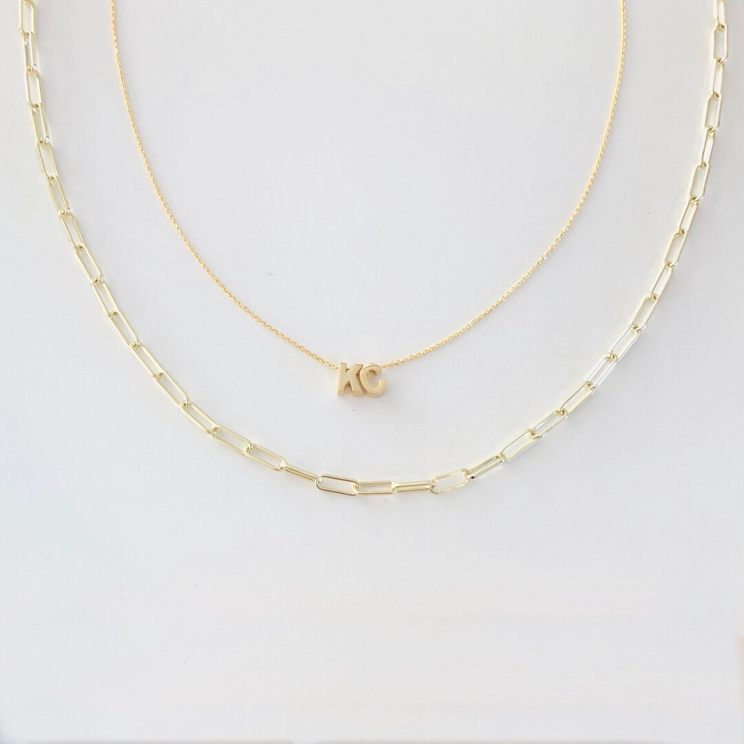 Small Kansas City KC Necklace Set Chief Gold Necklace With Paperclip ...