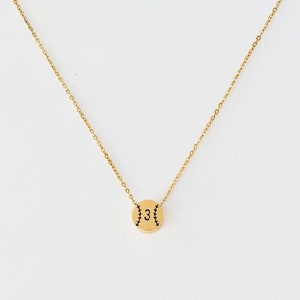 Personalized Baseball Number Necklace Silver Gold Small Steel Metal ...
