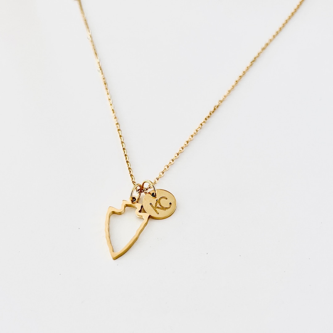 Kansas City Inspired Necklace KC Football Necklace Gold Mini Arrowhead ...