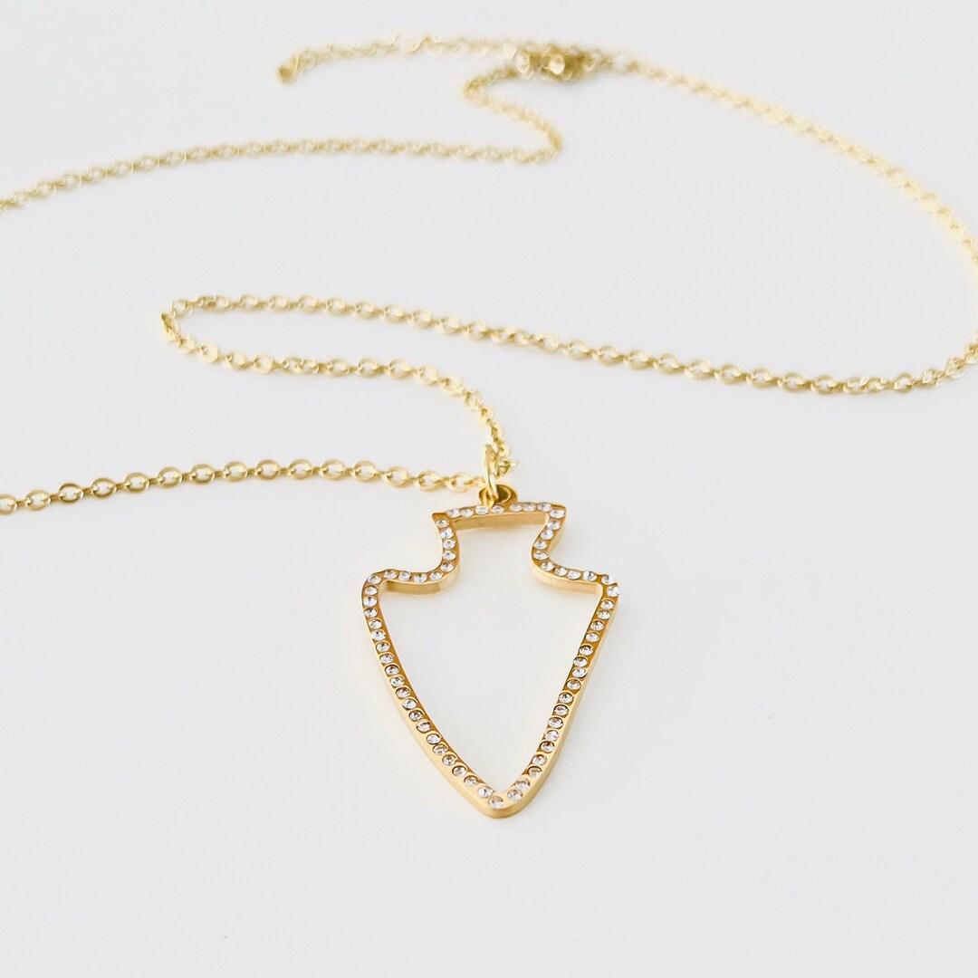 Kansas City Inspired Arrowhead Necklace KC Rhinestone Necklace Gold ...