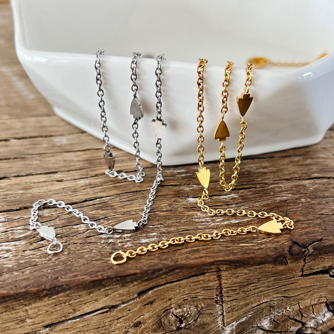 Kansas City Inspired Chief Mini Arrowhead Satellite Chain Necklace KC Football Tiny Arrowhead ...