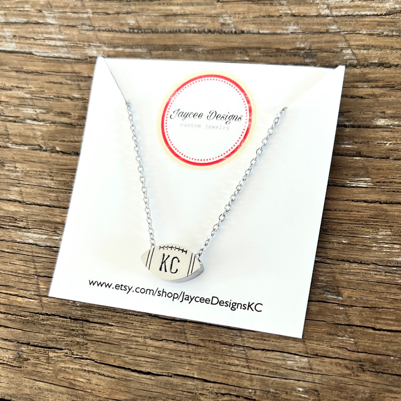 Kansas City Inspired Necklace KC Football Necklace Gold Mini Football ...