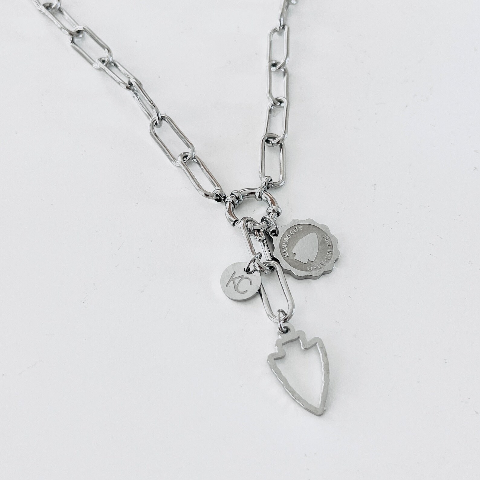 Kansas City Inspired Charm Necklace KC Football Chunky Chain Chief ...