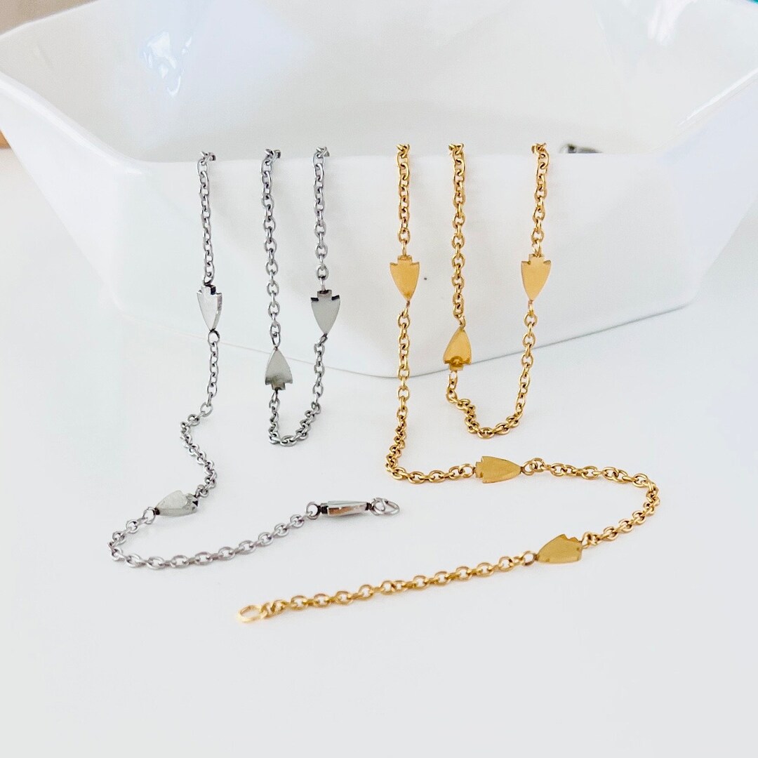 Kansas City Inspired Chief Mini Arrowhead Satellite Chain Necklace KC ...