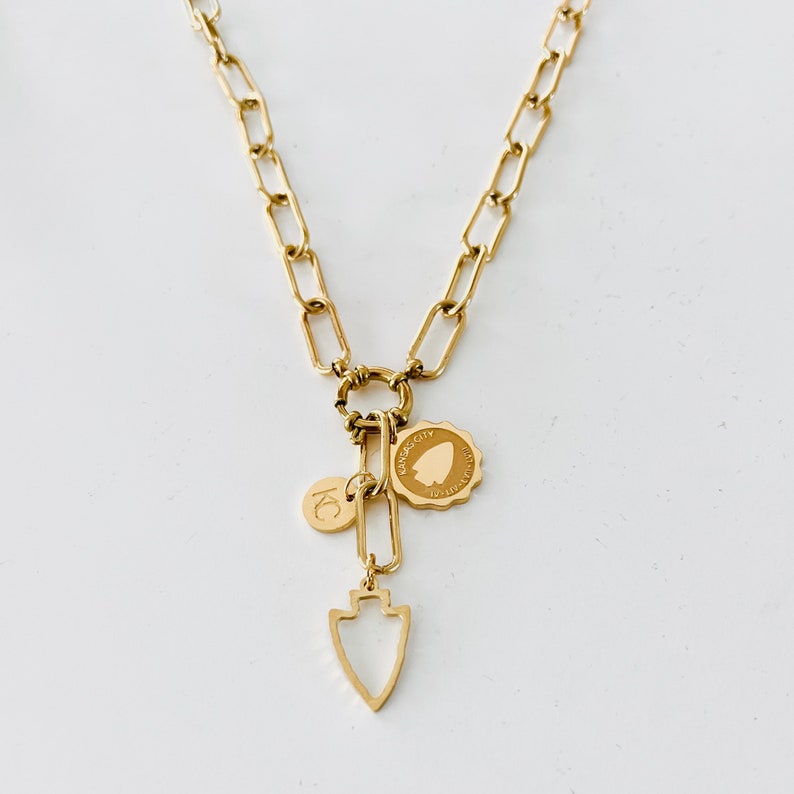 Kansas City Inspired Charm Necklace KC Football Chunky Chain Chief ...