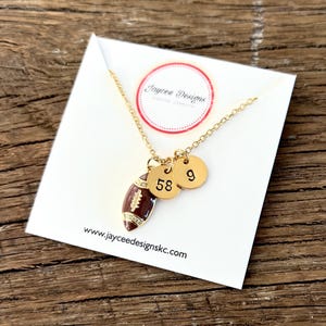 Personalized Football Number Necklace Gold Mini Rhinestone Enamel ...