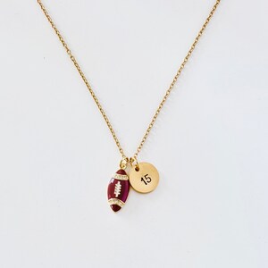 Personalized Football Number Necklace Gold Mini Rhinestone Enamel ...